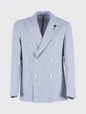 LARDINI Double Breasted Blazer - Gnawed Blue