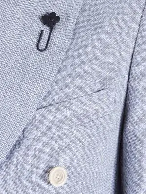 LARDINI Double Breasted Blazer - Gnawed Blue