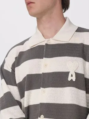 AMI Paris Striped Cotton Cardigan