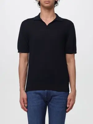 Corneliani Cotton Knit Polo Shirt - Black