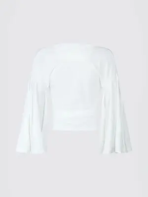 Jacquemus Long Sleeve V-neck Polyester Top - White