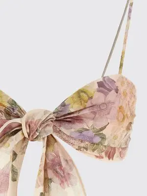 TWINSET Floral Print Bow Detail Cropped Top - Multicolor