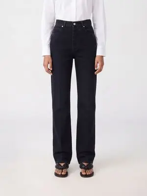 Bottega Veneta High-waisted Straight Leg Cotton Denim Jeans - Black