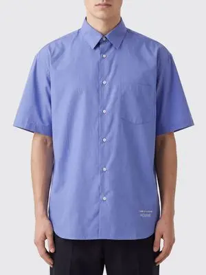 Comme Des Garçons Short-sleeved Cotton Shirt With Dropped Shoulders - Blue