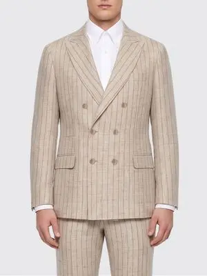 Brunello Cucinelli Double-breasted Striped Blazer - Grey