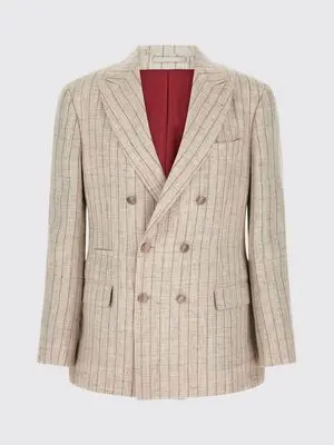 Brunello Cucinelli Double-breasted Striped Blazer - Grey