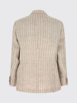 Brunello Cucinelli Double-breasted Striped Blazer - Grey