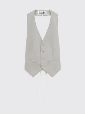 MAISON MARGIELA Slim Fit Wool Blend Tailored Gilet With Asymmetrical Hem