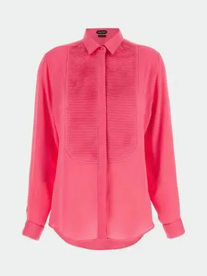 TOM FORD Silk Shirt With Pleated Bib - Fuchsia