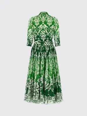 Samantha Sung Aster Ethnic Print Cotton Midi Shirt Dress