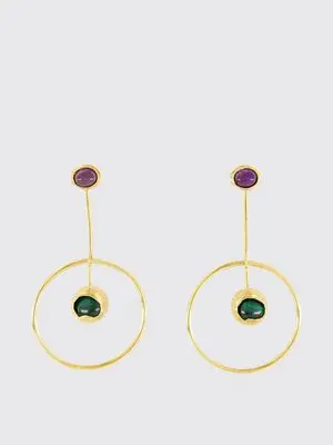 PAULA Jewel Earrings With Amethyst And Malachite - Gold