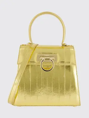 FERRAGAMO Gancini Flap Mini Handbag - Gold