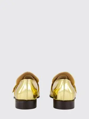 FERRAGAMO Hug Laminated Leather Loafers - Gold