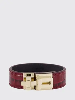 TOM FORD Tom Ford Crocodile Print Calfskin And Brass Bracelet Ruby