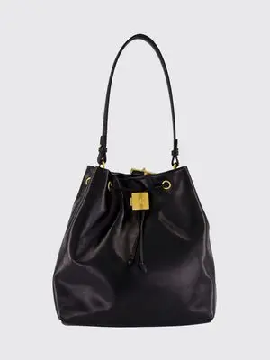 Balmain Pulse Leather Bucket Bag With Shoulder Straps - Black