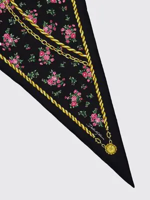 Dolce & Gabbana Silk Floral Print Scarf - Black