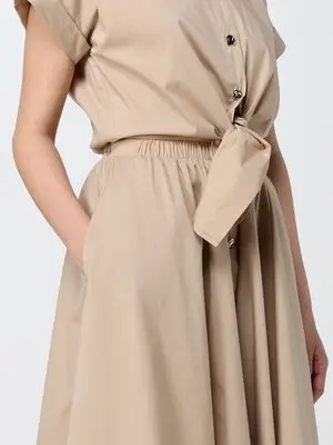 Liu Jo Cotton Midi Shirt Dress With Knot Detail