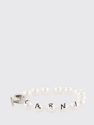 Marni Pearl And Crystal Bracelet With Logo - White