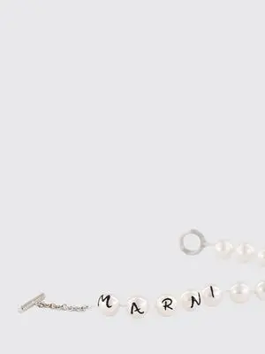 Marni Pearl And Crystal Bracelet With Logo - White
