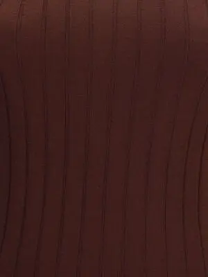 Brunello Cucinelli Ribbed Wool Blend Knit Top - Burgundy