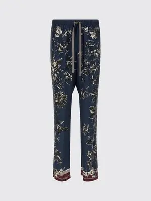 Dolce & Gabbana Floral Print Silk Straight Trousers - Blue