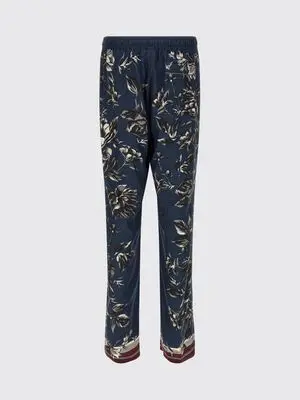 Dolce & Gabbana Floral Print Silk Straight Trousers - Blue
