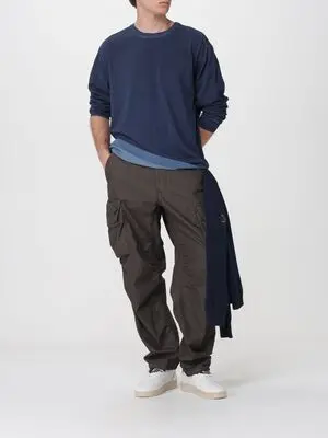 C.P. COMPANY Cotton Crew Neck Pullover With Lens Detail - Blue