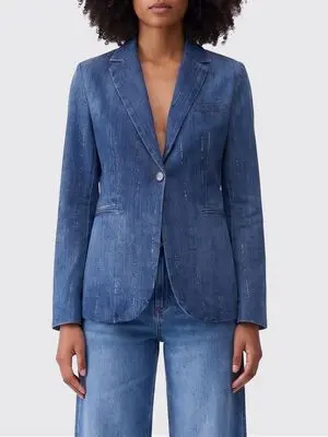 Liu Jo Single-breasted Denim Blazer With Micro Rhinestones