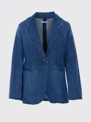 Liu Jo Single-breasted Denim Blazer With Micro Rhinestones