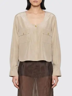 FORTE_FORTE Draped Shirt With Pocket Details - Beige