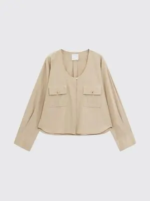 FORTE_FORTE Draped Shirt With Pocket Details - Beige