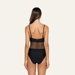 L'Agence Tory Bandeau One-piece Swimsuit - Black Mesh