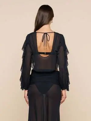 L'Agence Ambala Mesh Cover-up Top