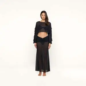 L'Agence Ambala Mesh Cover-up Top - Black Mesh