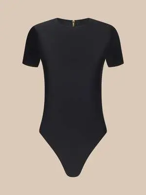 L'Agence Akola Short Sleeve One-piece Swimsuit - Black