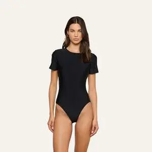 L'Agence Akola Short Sleeve One-piece Swimsuit - Black