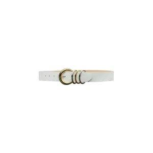 L'Agence Tobar Embossed Leather Belt With Mixed-metal Buckle - White Lizard Embossed