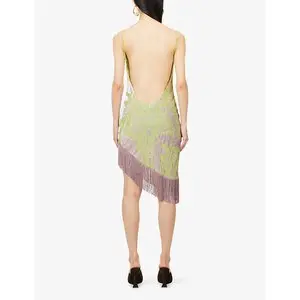 RAT AND BOA Elara Devoré Fringed Woven Mini Dress
