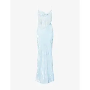 RAT AND BOA Inaya Devoré-print Woven Maxi Dress - Blue