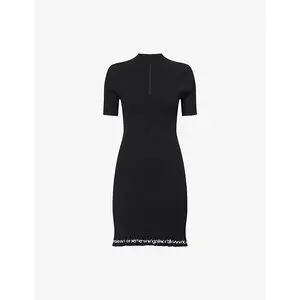 Alexander Wang Ribbed High-neck Mini Dress With Zip Detail