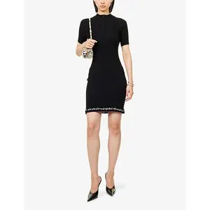 Alexander Wang Ribbed High-neck Mini Dress With Zip Detail