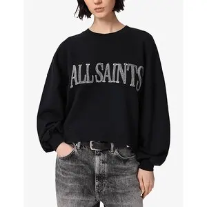 ALLSAINTS Lila Branded Cotton-jersey Sweatshirt - Washed Black