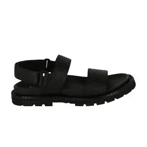 FERRAGAMO Gancini Embossed Leather Strappy Sandal - Black