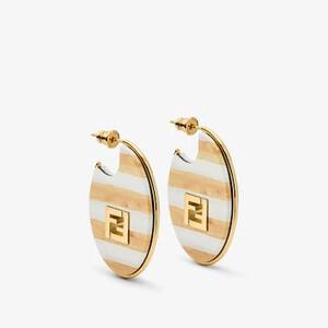 Fendi Oval Hoop Earrings With Ff Logo