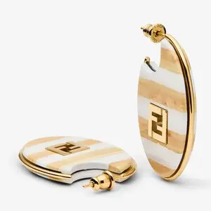 Fendi Oval Hoop Earrings With Ff Logo