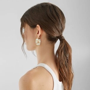 Fendi Oval Hoop Earrings With Ff Logo
