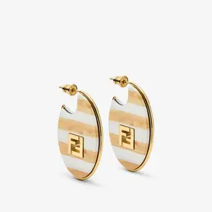 Fendi Oval Hoop Earrings With Ff Logo - Multicolour