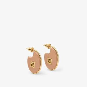 Fendi Ff Logo Hoop Earrings - Beige