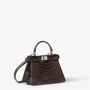 Fendi Peekaboo Iseeu Petite Bag In Hagfish Leather With Chevron Motif