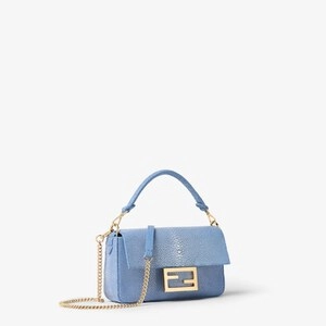 Fendi Baguette Mini In Periwinkle Blue Stingray Leather
